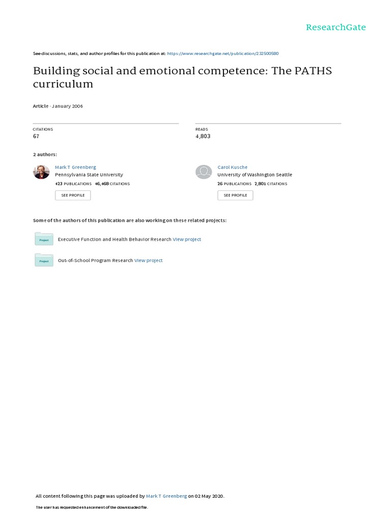 The Paths Curriculum Handbookofschoolviolence 2012 | PDF