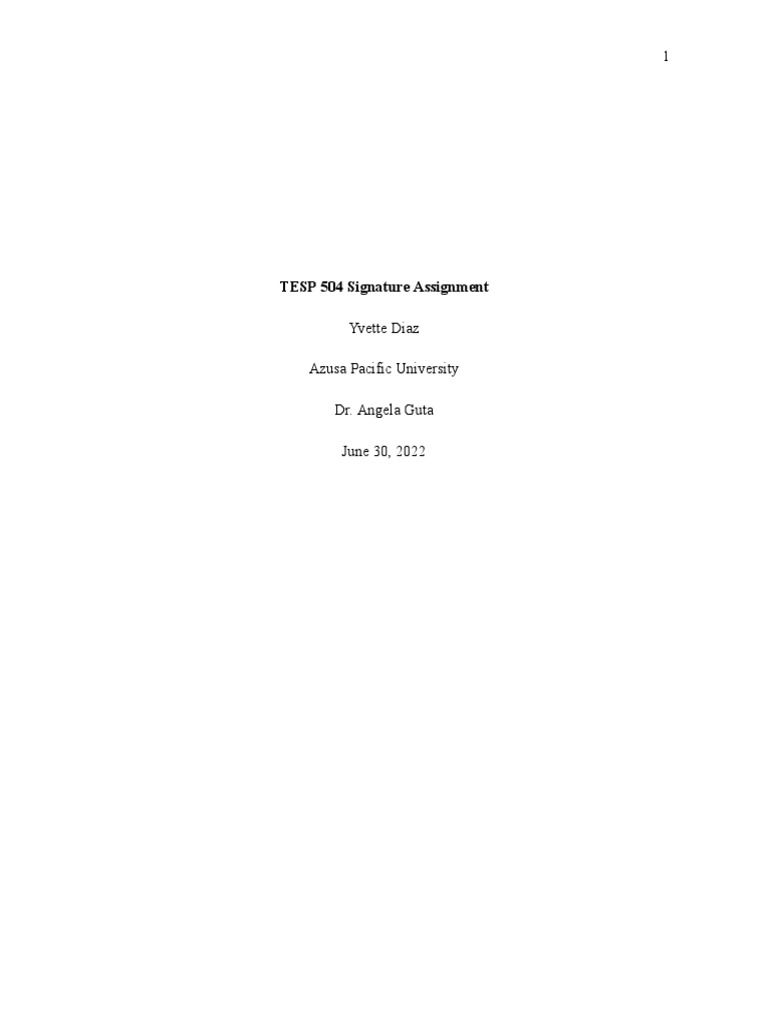 Test 504 Signature Assignment Final Paper 1 | PDF