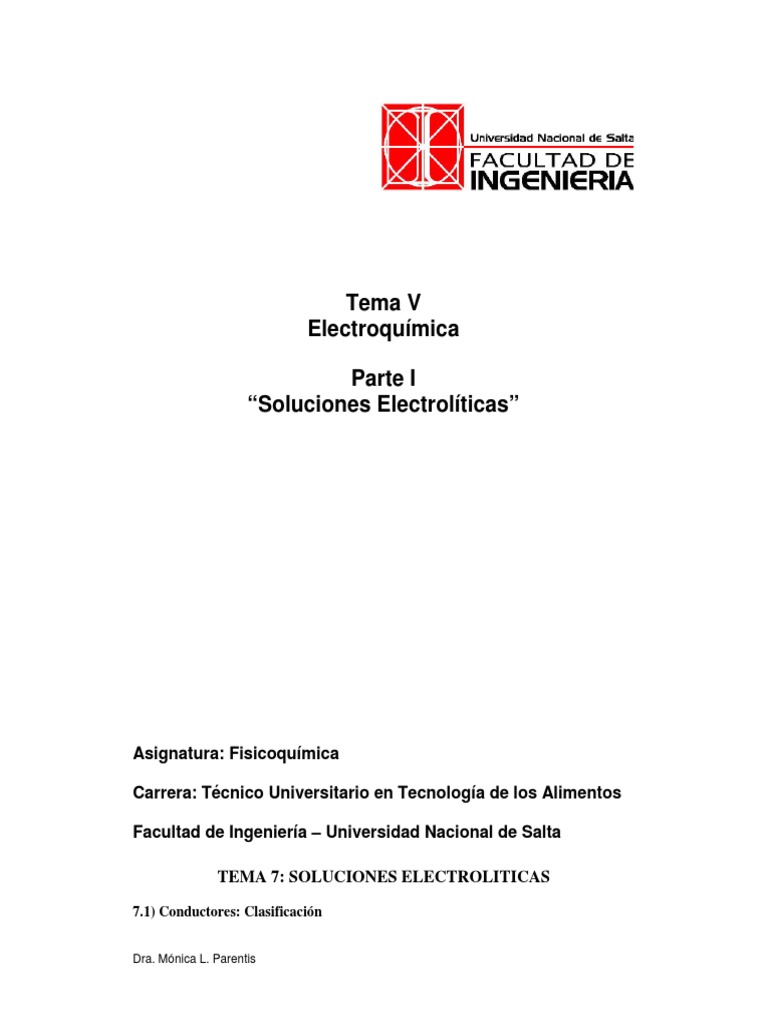 Tema VI A Soluciones Electroliticas Apunte | PDF
