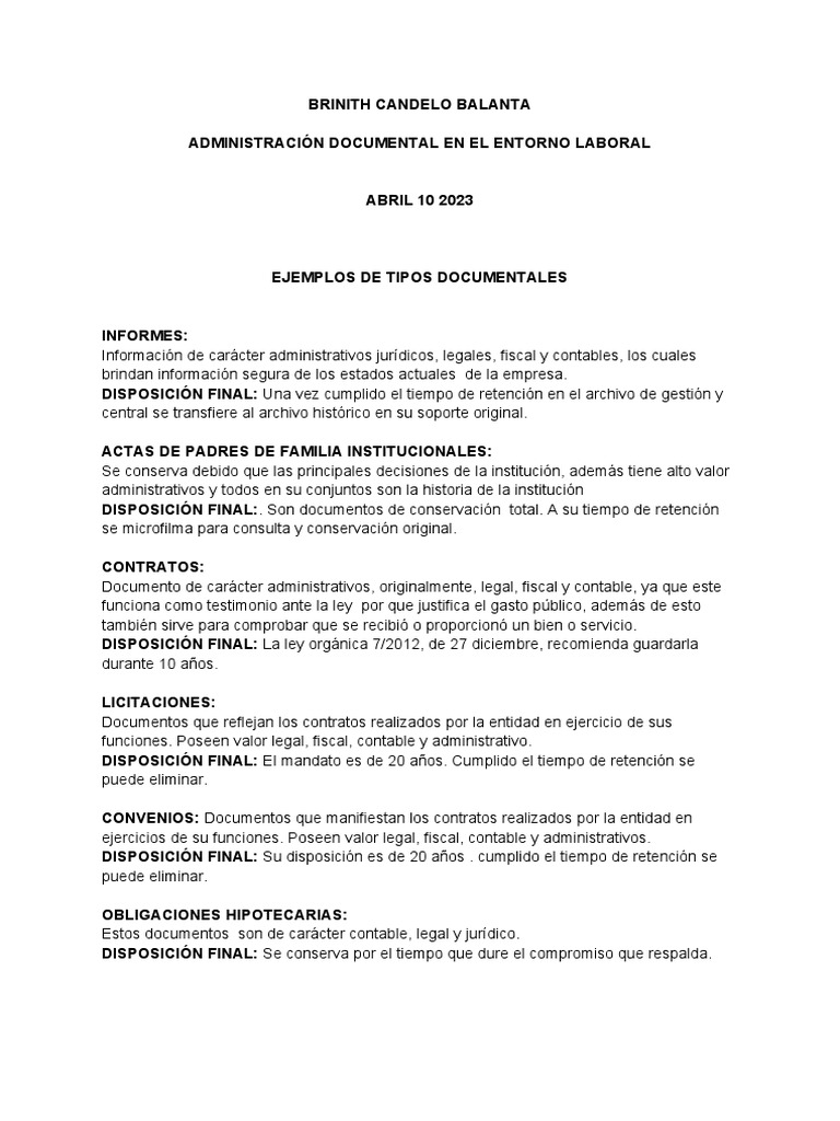 Ejemplos de Tipos Documentales | PDF