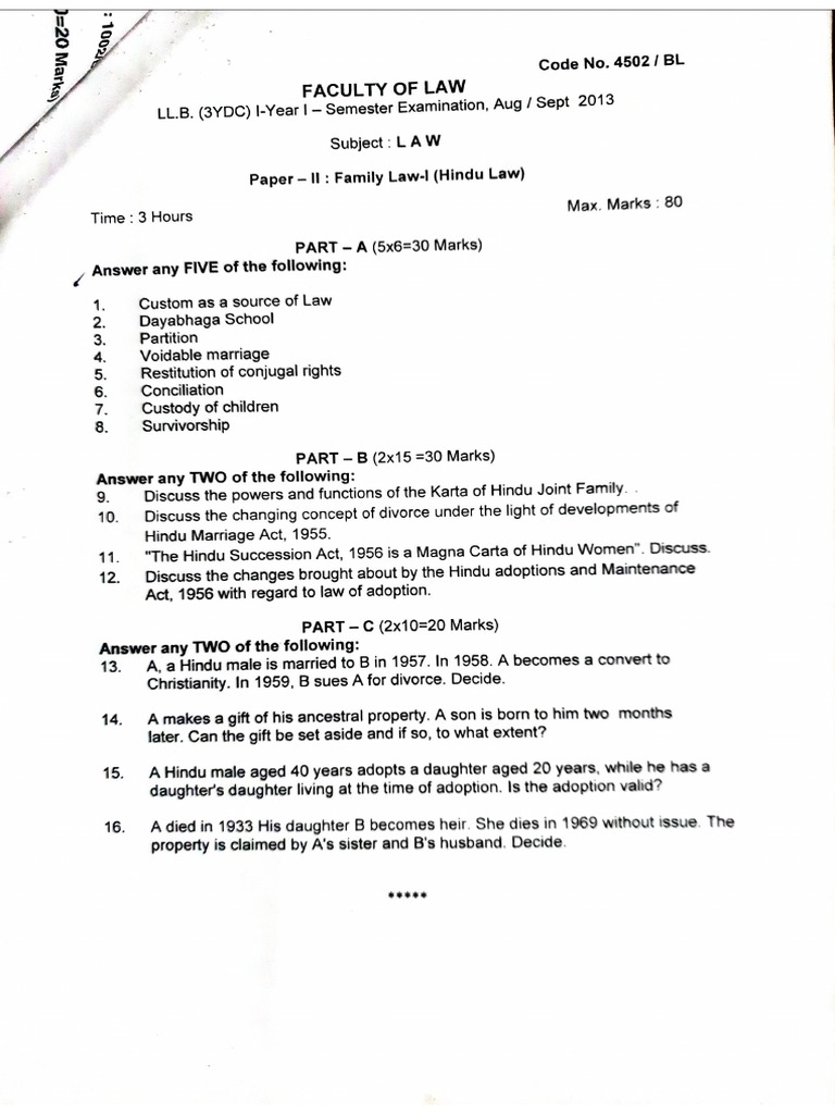 1 - 3 - 1st Sem. Family Law - I | PDF