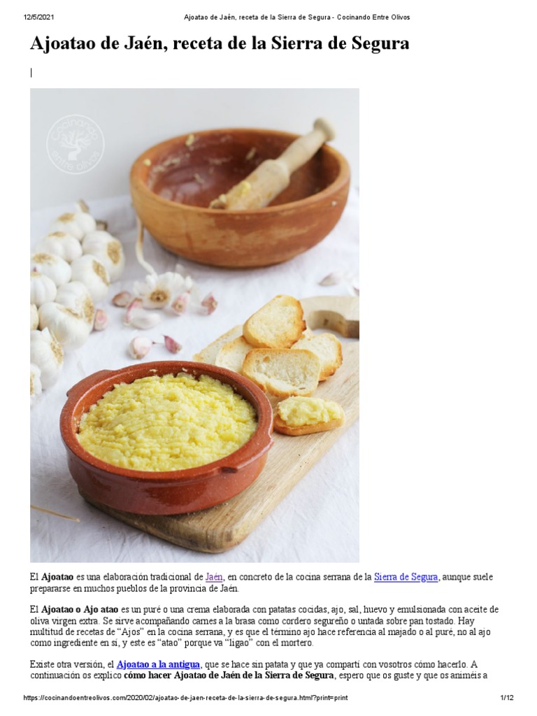 Receta Ajoatao de Jaén | PDF | Ajo | Cocina occidental