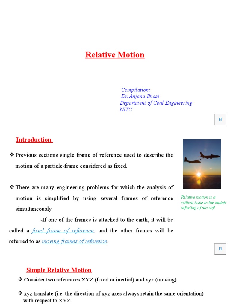 Relative Motion - Dr. Anjana Bhasi | PDF | Kinematics | Rotation Around ...