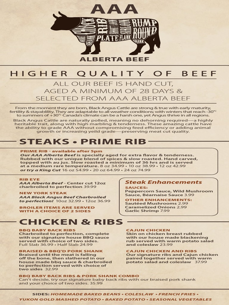 Grande Cache Hotel Main Menu | PDF | Hamburgers | Salad