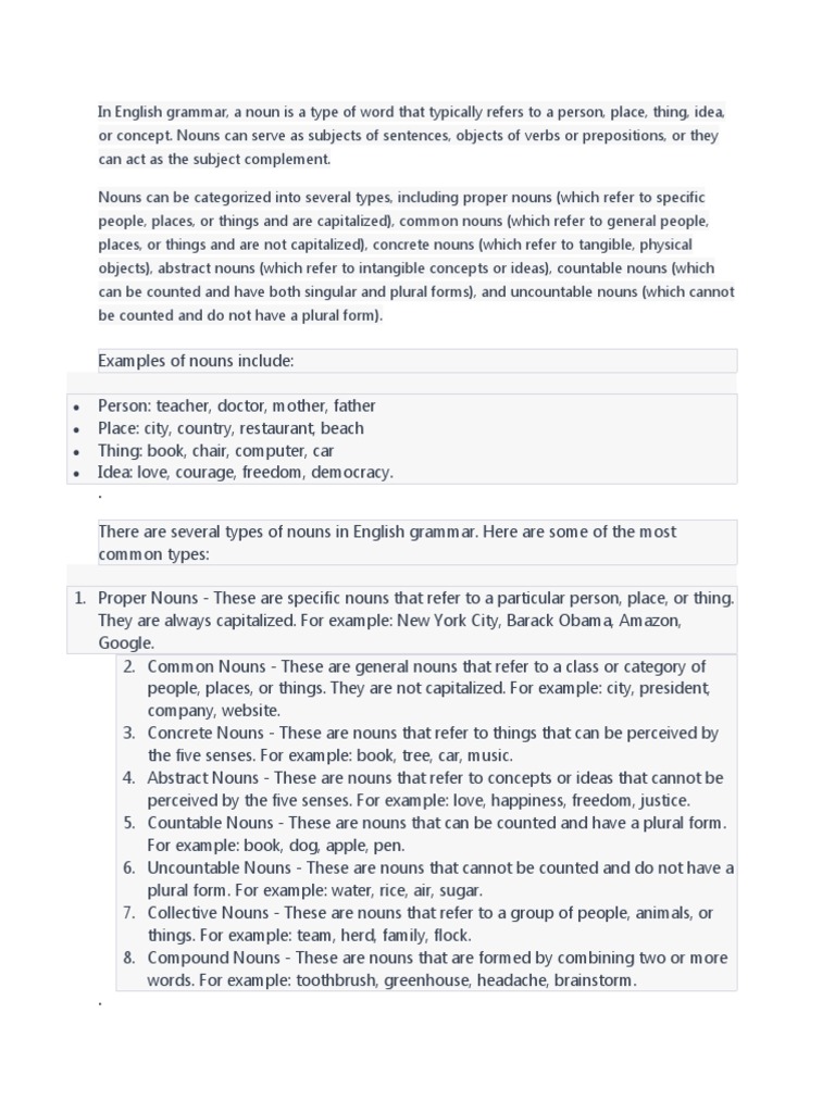 Noun and Its Types With Usage | PDF | Noun | English Grammar