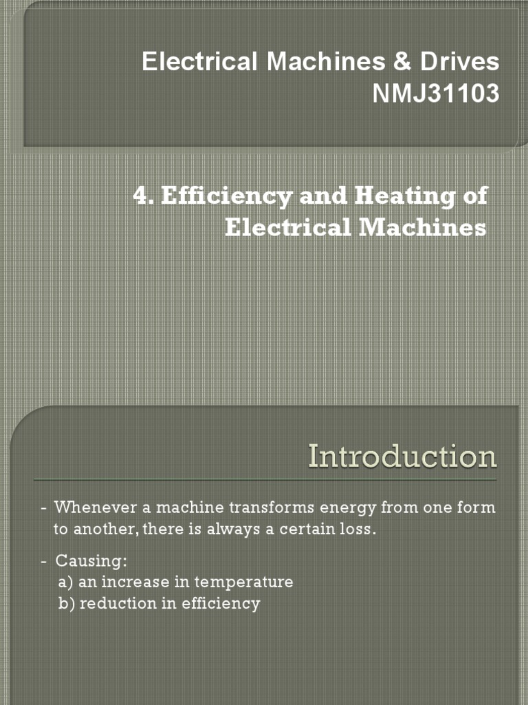 Efficiency and Heating in Electrical Machines | PDF | Technology ...