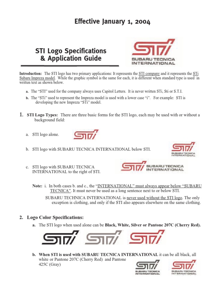 STI Logo Specifications & Application Guide | PDF