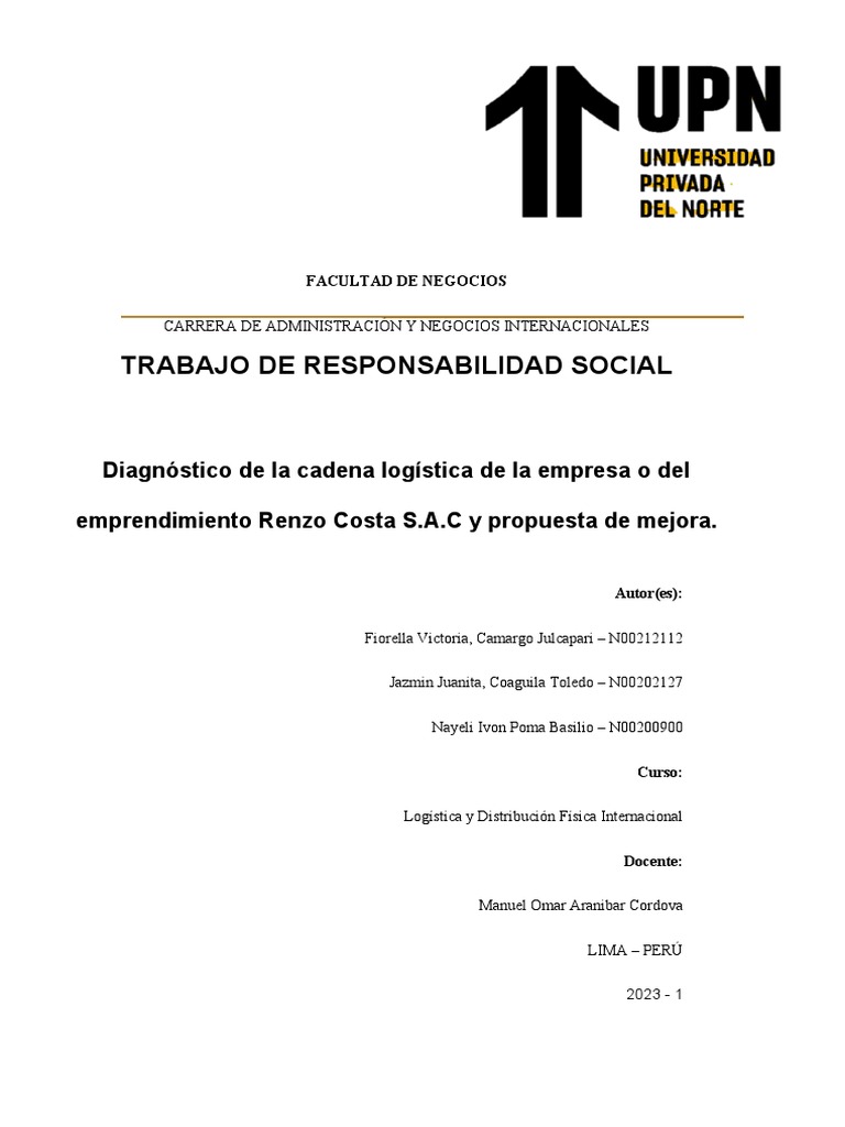 T1 Logistica - Terminar | PDF | Perú | Lima
