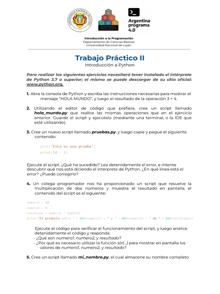 TP II - AP - Introducción A Python | PDF | Python (lenguaje de ...