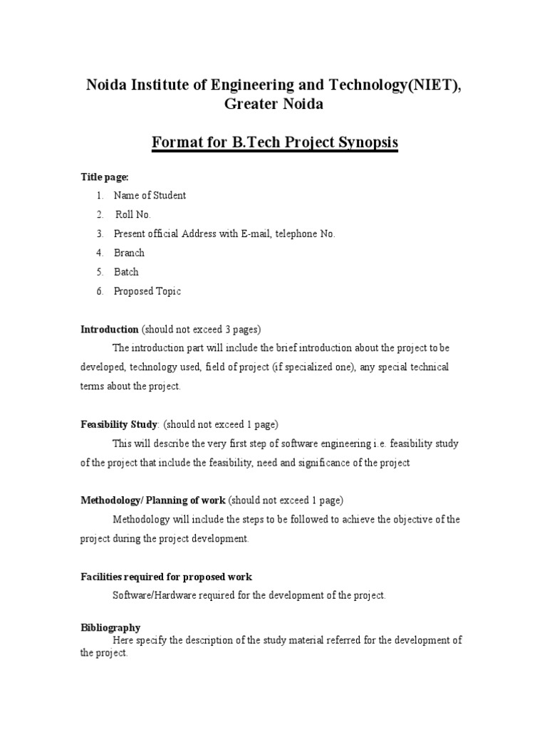 Guidelines For Submission of Synopsis of Mini Project | PDF | Art | Technology & Engineering