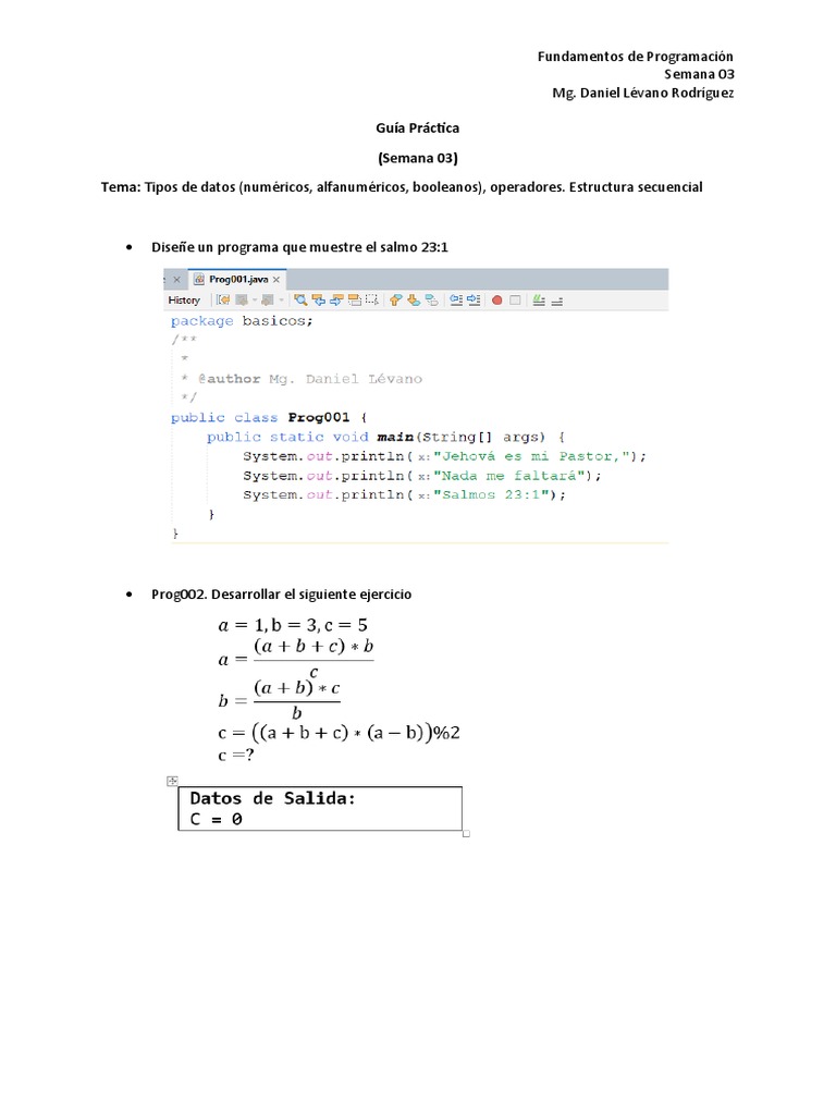 Guía Práctica (Semana 03) Tema: Tipos de Datos (Numéricos ...