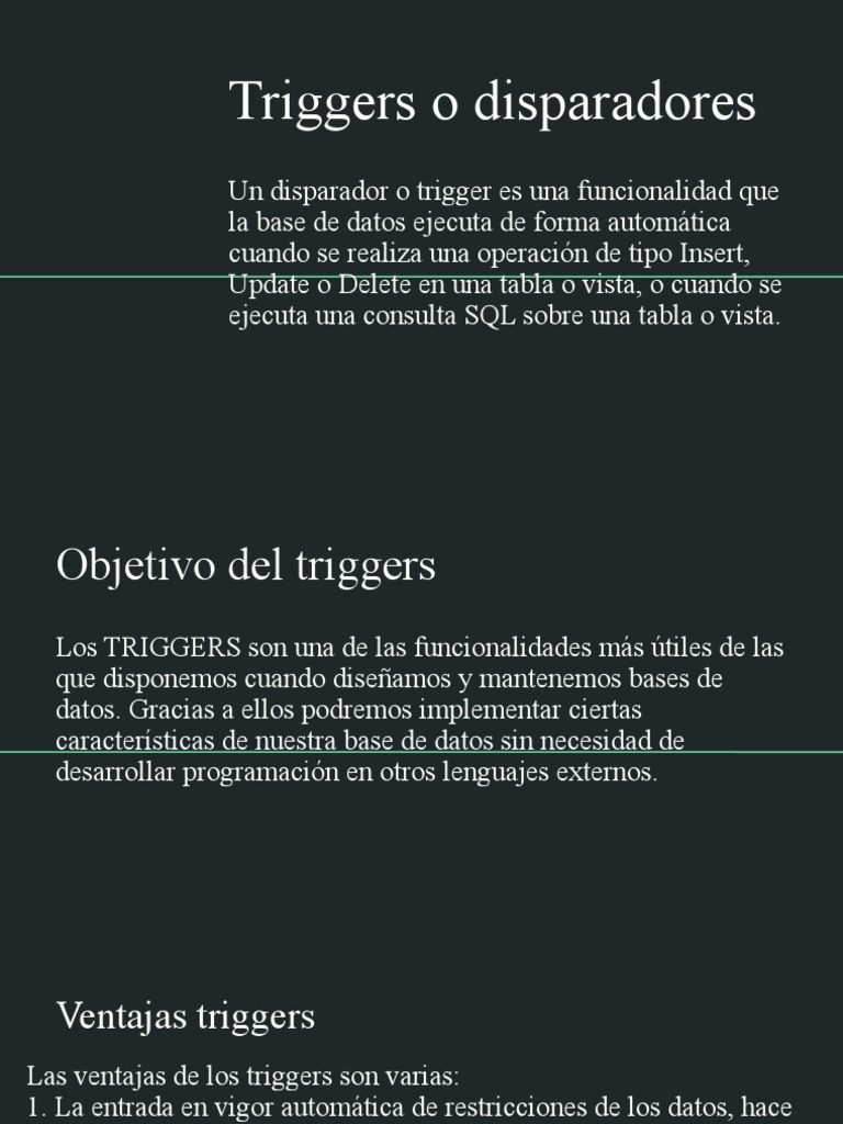 Triggers o Disparadores | PDF | Desarrollo de software | Datos de computadora