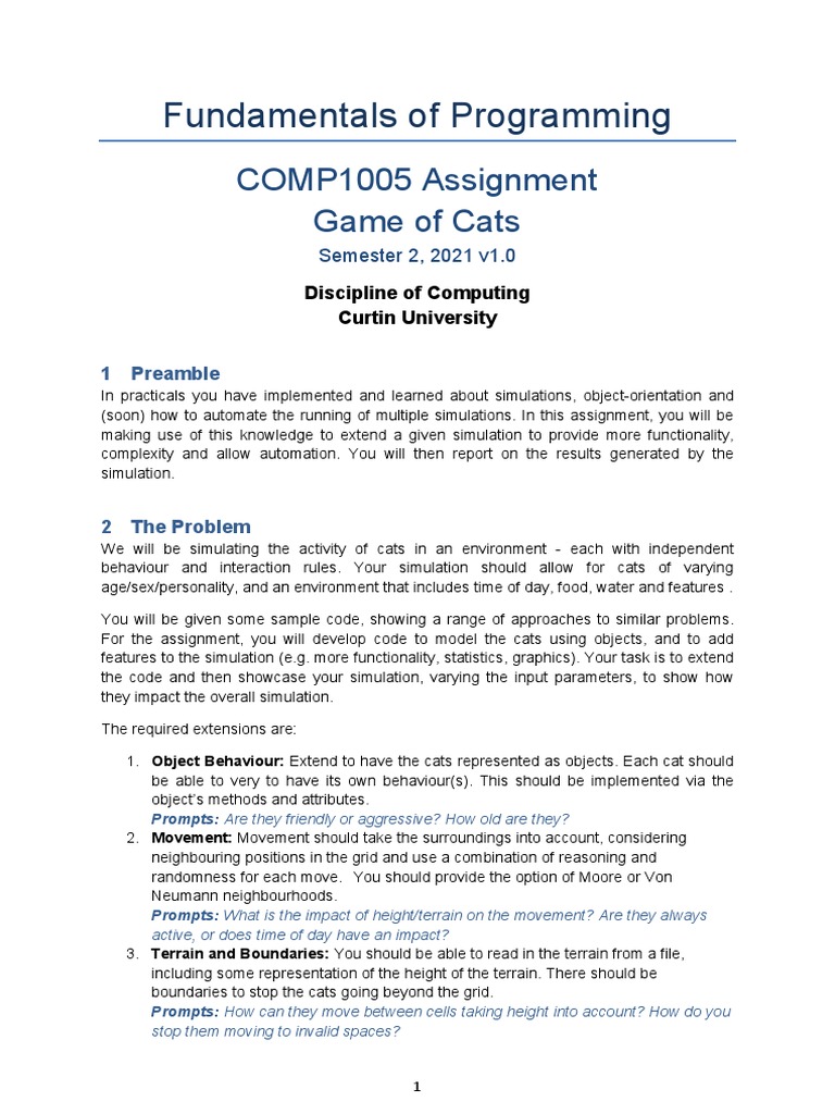 2021 S2 Fop Assignment Pdf Simulation Programming
