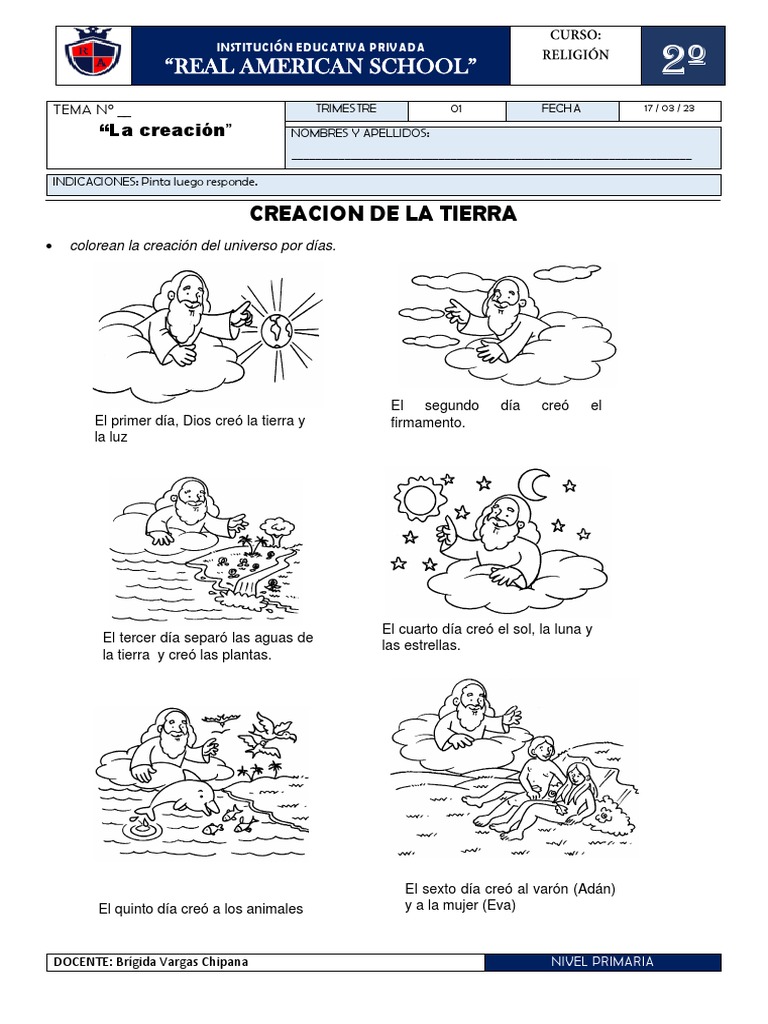 Ficha de Religion 1 | PDF | Narrativa de la creación del Génesis