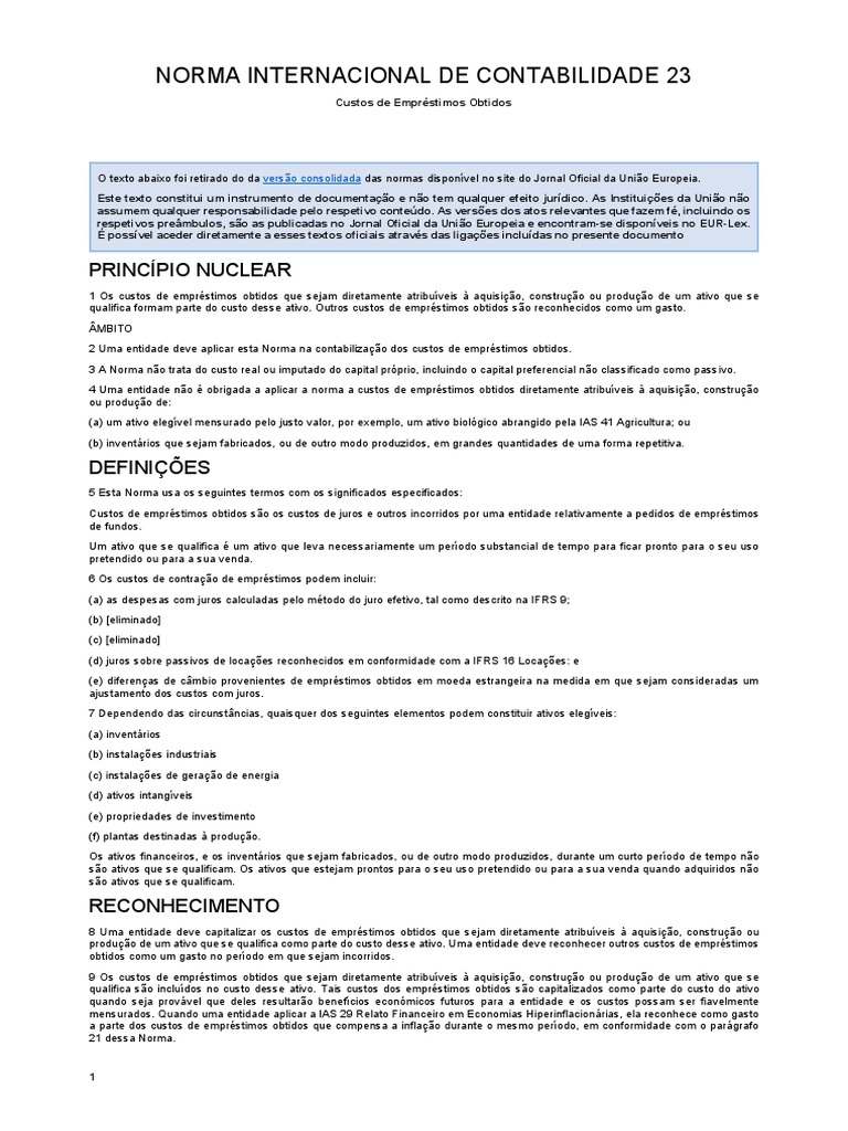 Ias 23 | PDF | Empréstimos | Juros