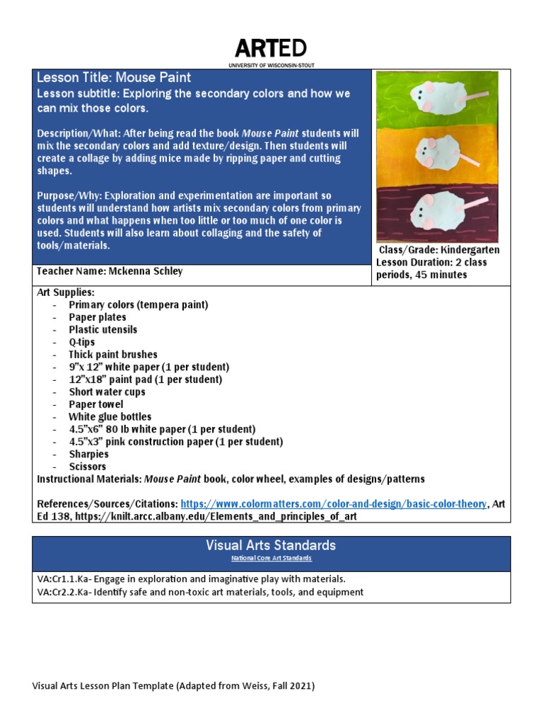 138 Lesson Plan Mouse Paint | PDF | Color | Lesson Plan