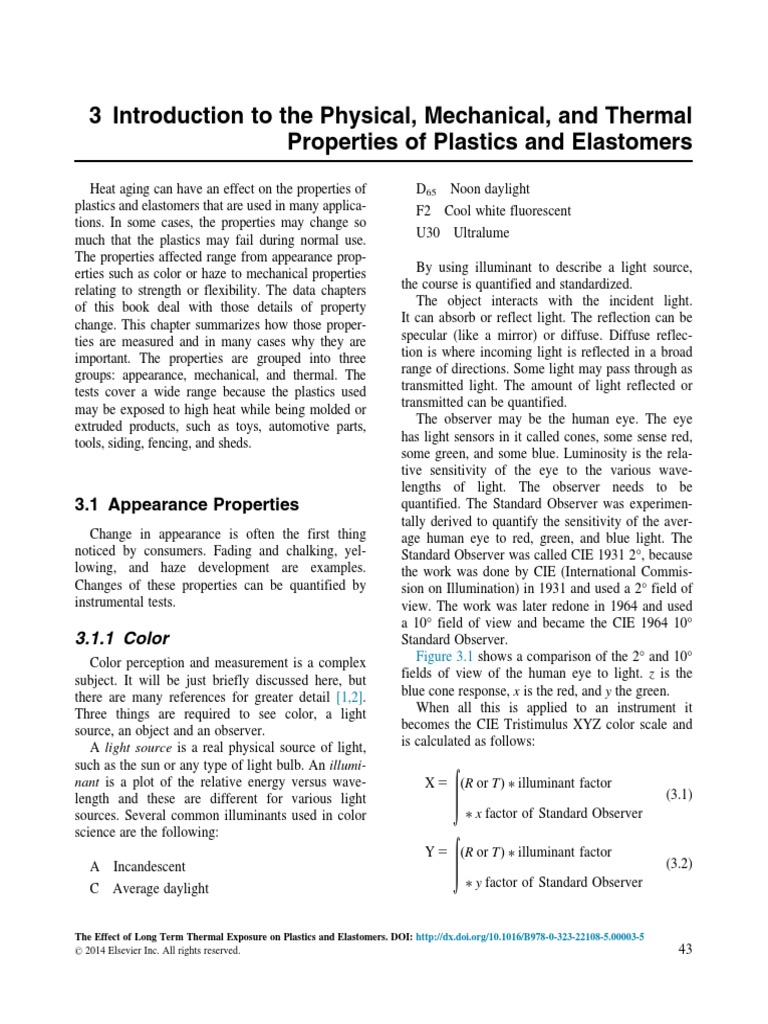 3 Introduction To The Physical, Mechanical, and Thermal Properties of Plastics and Elastomers ...