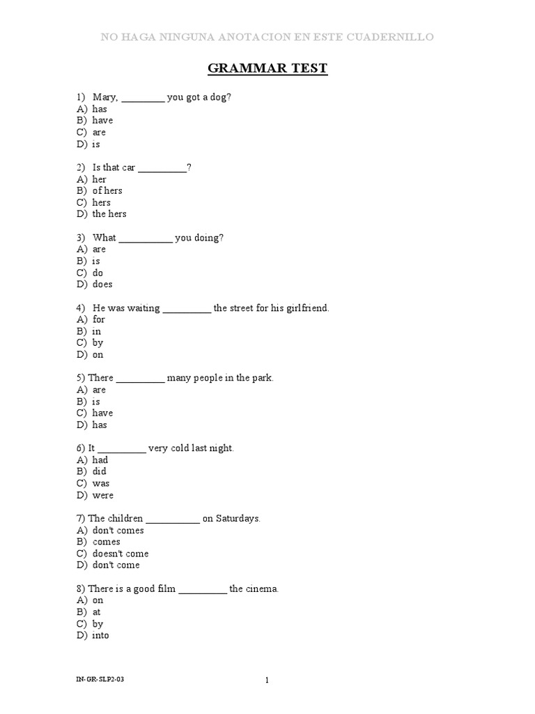 Examen Gramatica Slp 2003 Pdf