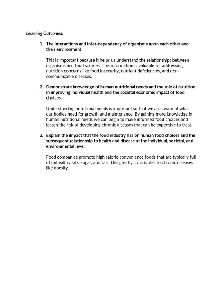 Learning Outcomes Pdf