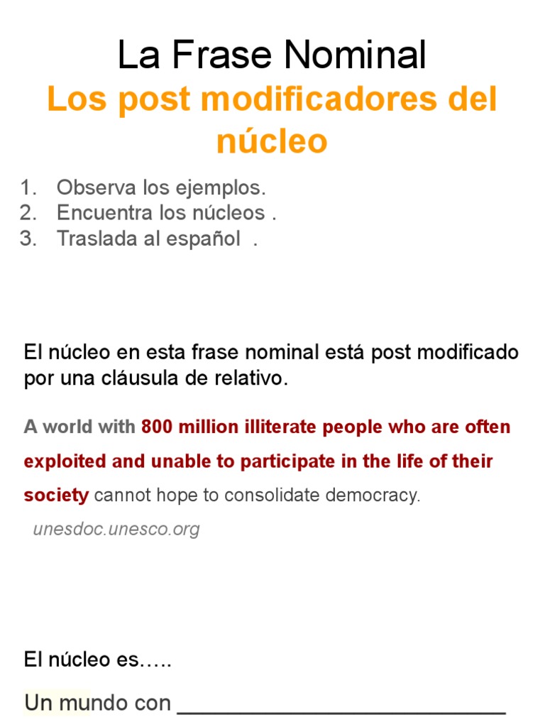 La Frase Nominal | Descargar gratis PDF | Gramática | Salud pública