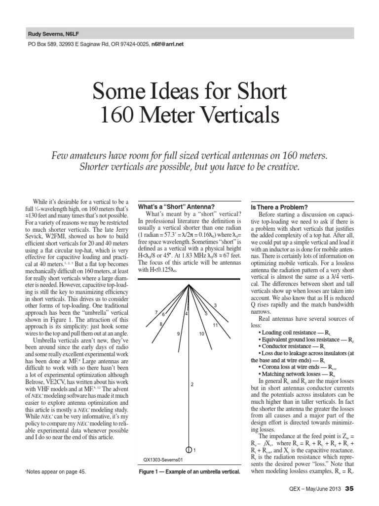Qex Short Verticals For 160m | PDF | Antenna (Radio) | Electronic ...
