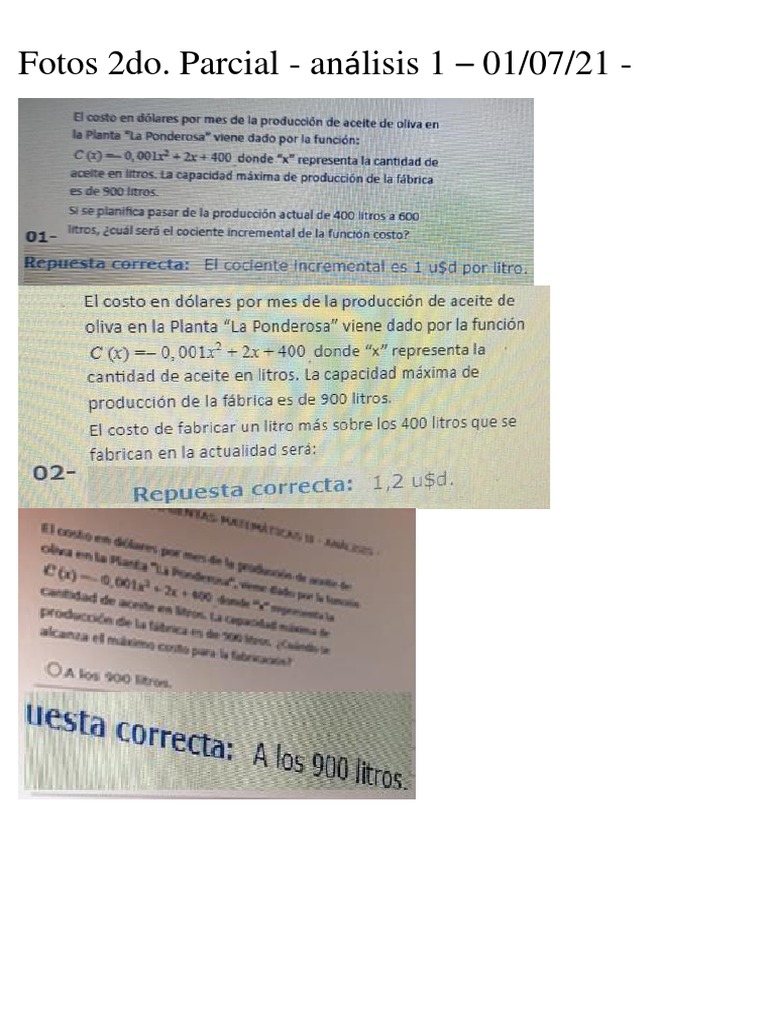 2 Preguntero Matematica 2 (Segundo Parcial) Al 1 Julio21 | PDF | Integral | Análisis matemático