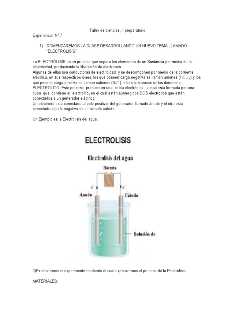 Electrolisis Del Agua | PDF | Electrodo | Electrólito