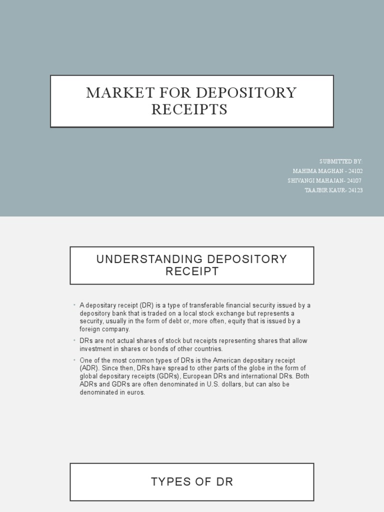Market For Depository Receipts | PDF | American Depositary Receipt | Investing