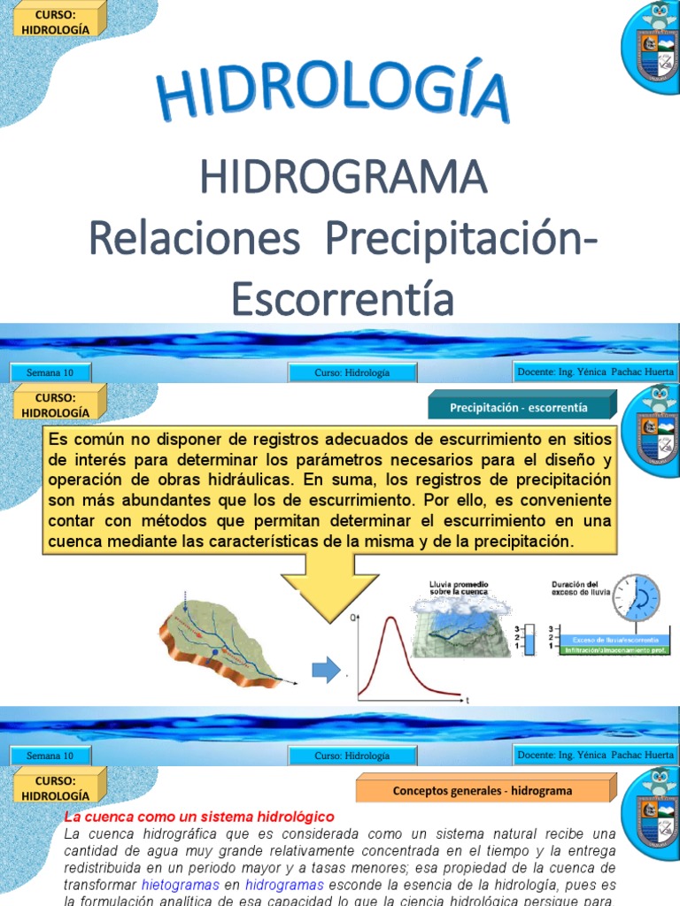 2023 - 04 - 10 - Semana10 Hidrología - Hidrogramas | PDF | Hidrología | Precipitación