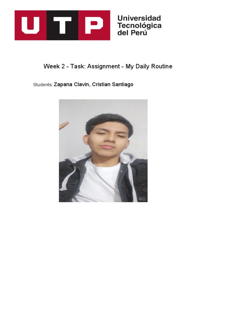 Week 2 - Task: Assignment - My Daily Routine: Zapana Clavin, Cristian Santiago | PDF