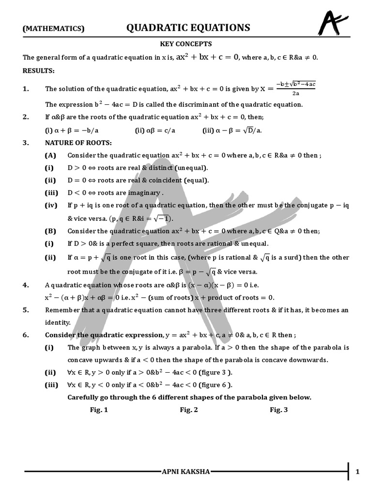 Sheet - 01 | Download Free PDF | Equations | Quadratic Equation