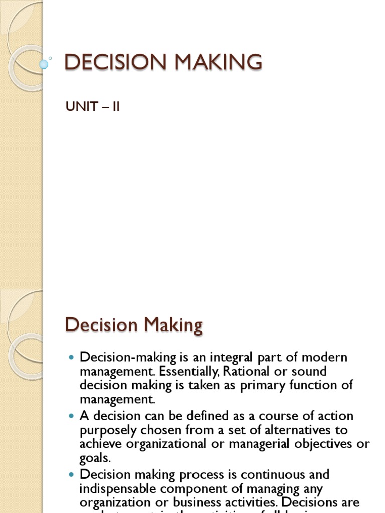 Decision Making Process ? ? | PDF | Decision Making | Experience