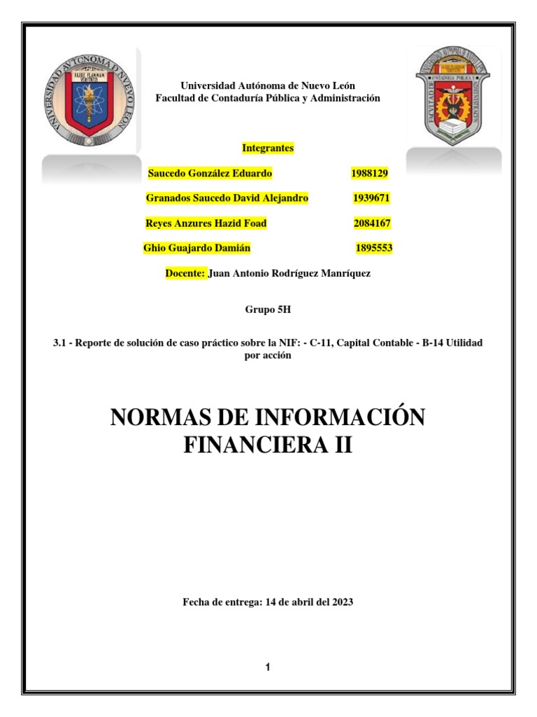 Ev. 3 Reporte de Solución de Caso Práctico Sobre La NIF | PDF ...