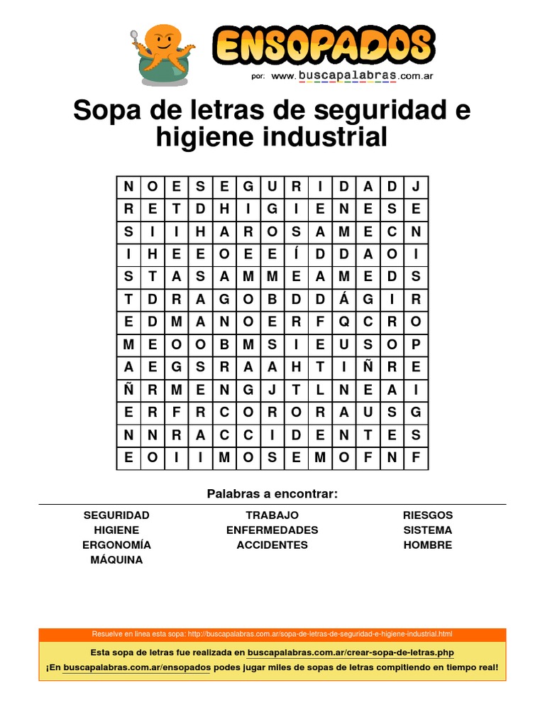 Sopa de Letras de Seguridad e Higiene Industrial | PDF