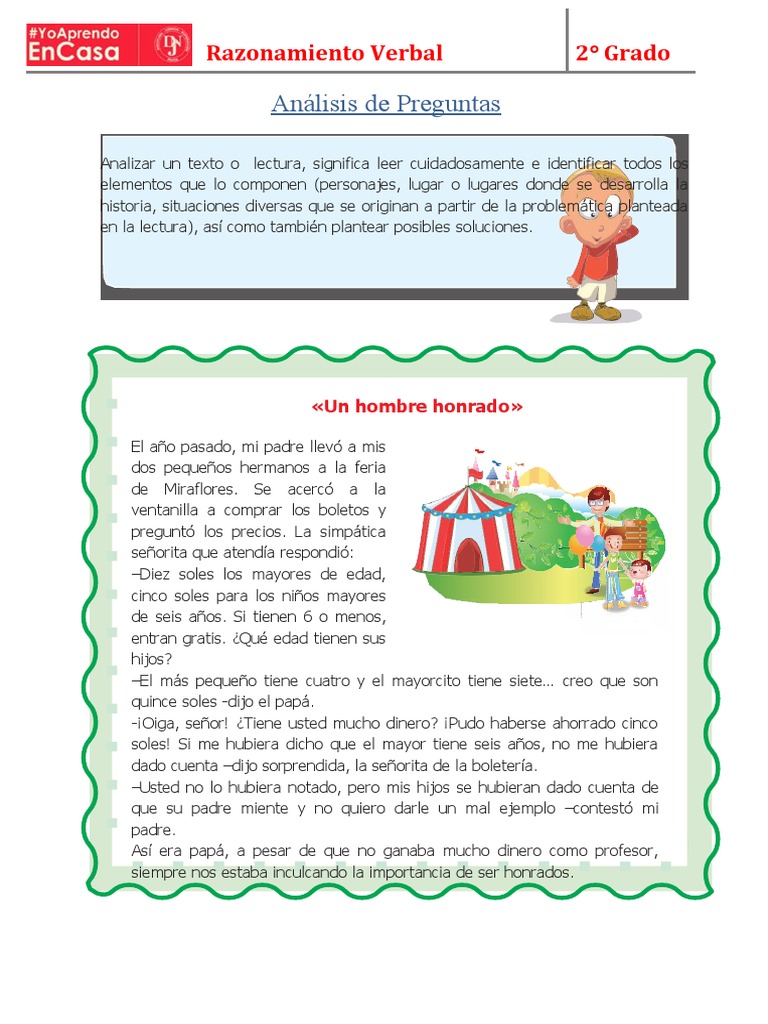 Análisis de Preguntas para Segundo de Primaria | PDF