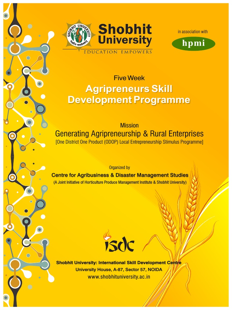 One Month Agripreneurs Skill Development Programme | PDF | Human ...