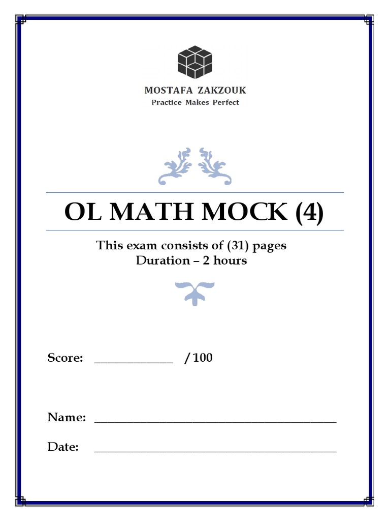 OL Math Mock (4), QP | Download Free PDF | Sphere | Area