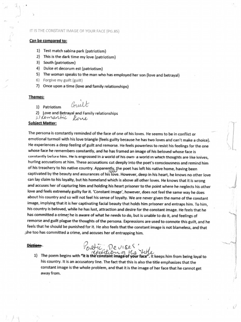 It Is The Constant Image of Your Face | PDF