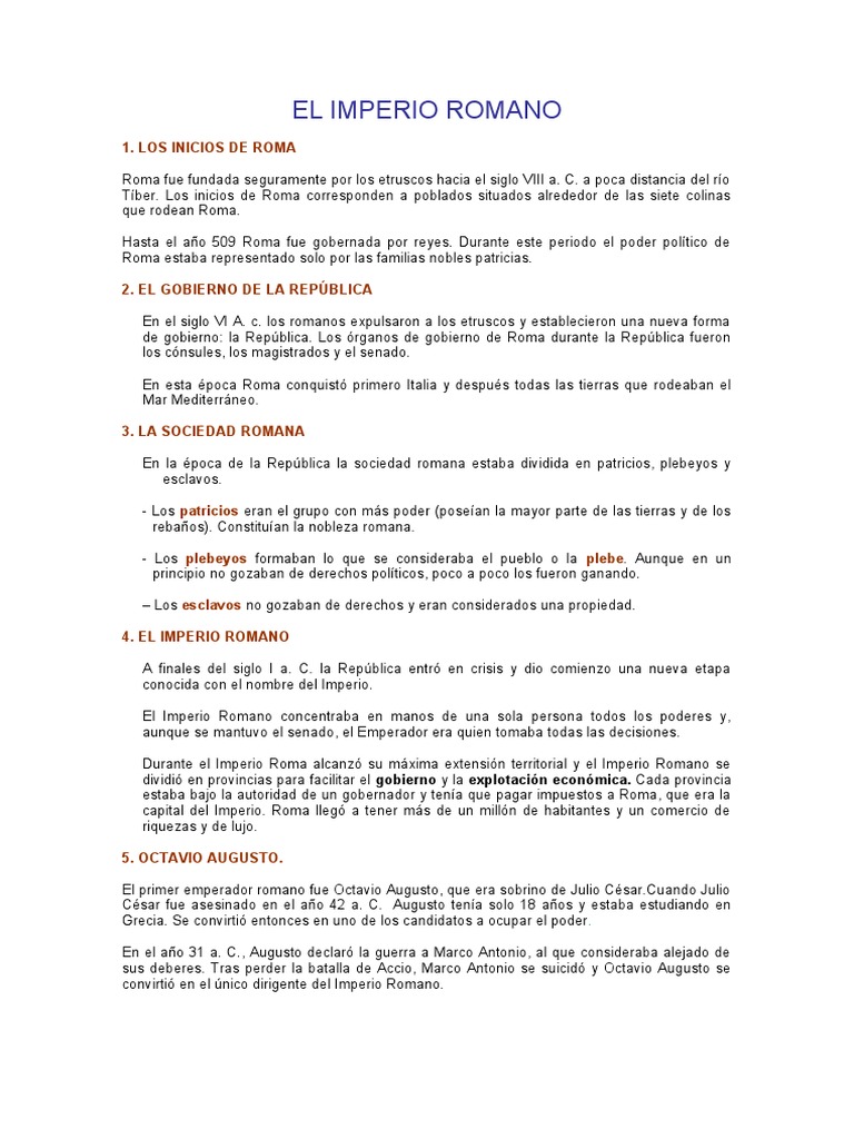 La Cultura Romana | PDF | Augusto | imperio Romano