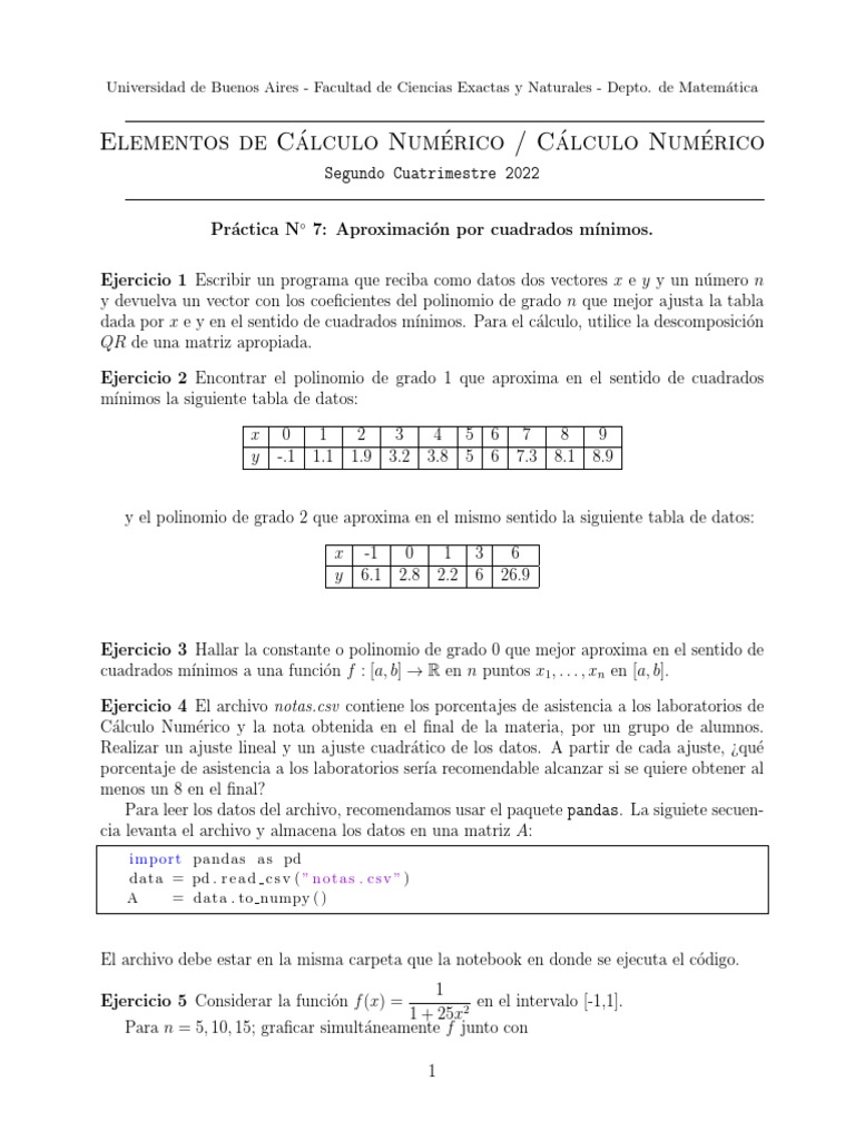 Practica7 2C22 | PDF | Matriz (Matemáticas) | Análisis numérico