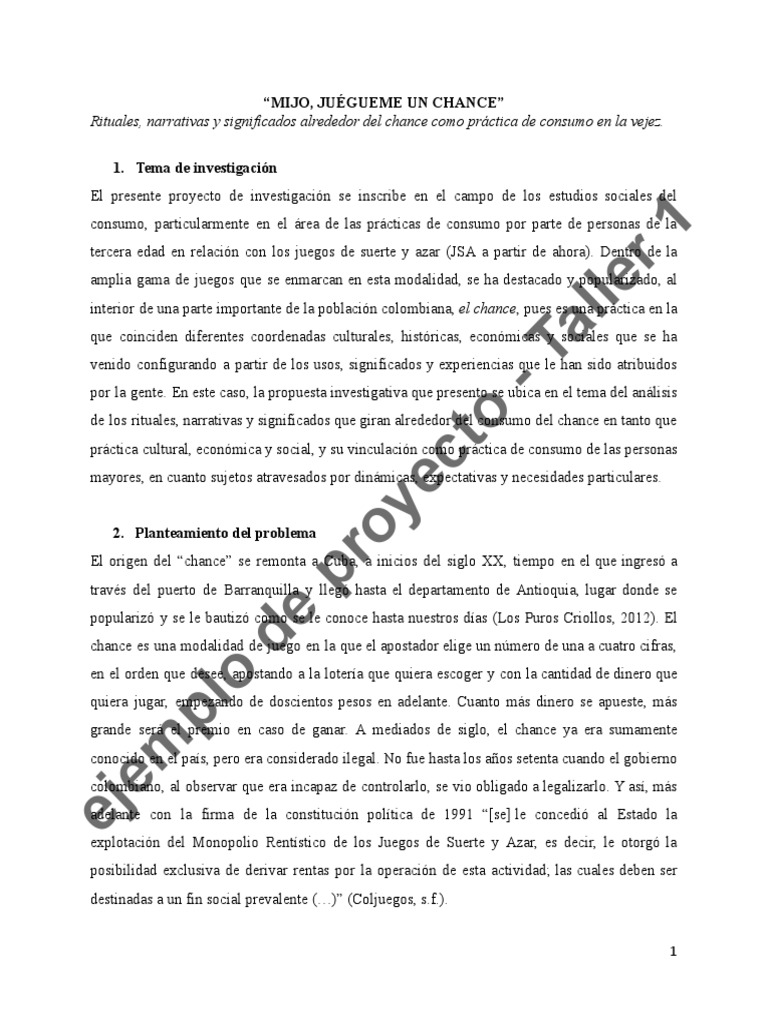 Ejemplo de Proyecto de Investigación - Pregrado | PDF | Vejez | Etnografía