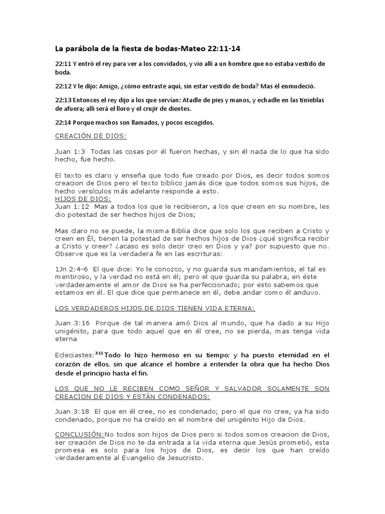 La Parábola de La Fiesta de Bodas | PDF | Dios | Jesús