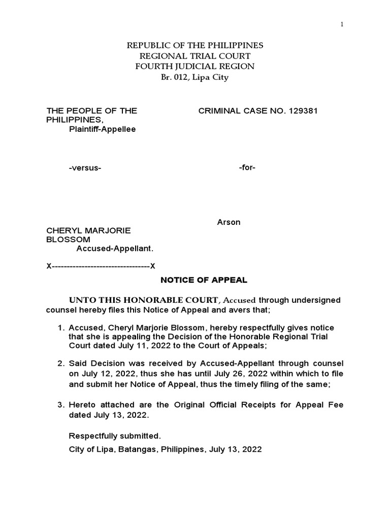 Notice of Appeal | PDF