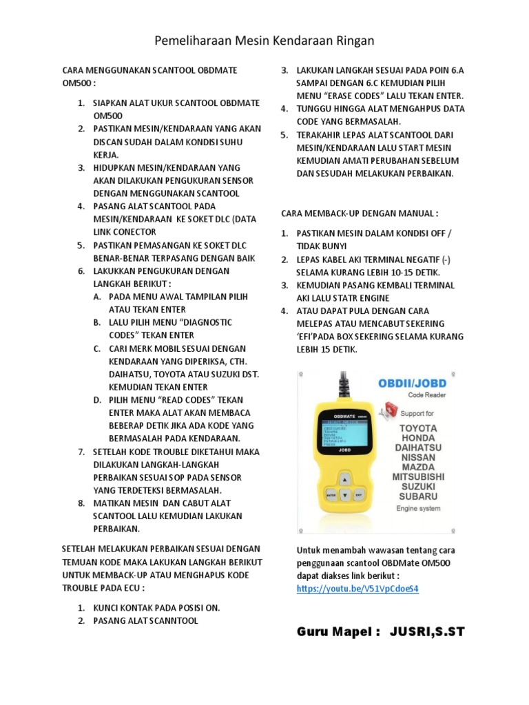 Cara Menggunakan Scantool Obdmate Om500 | PDF | Griya & Taman | Komputer
