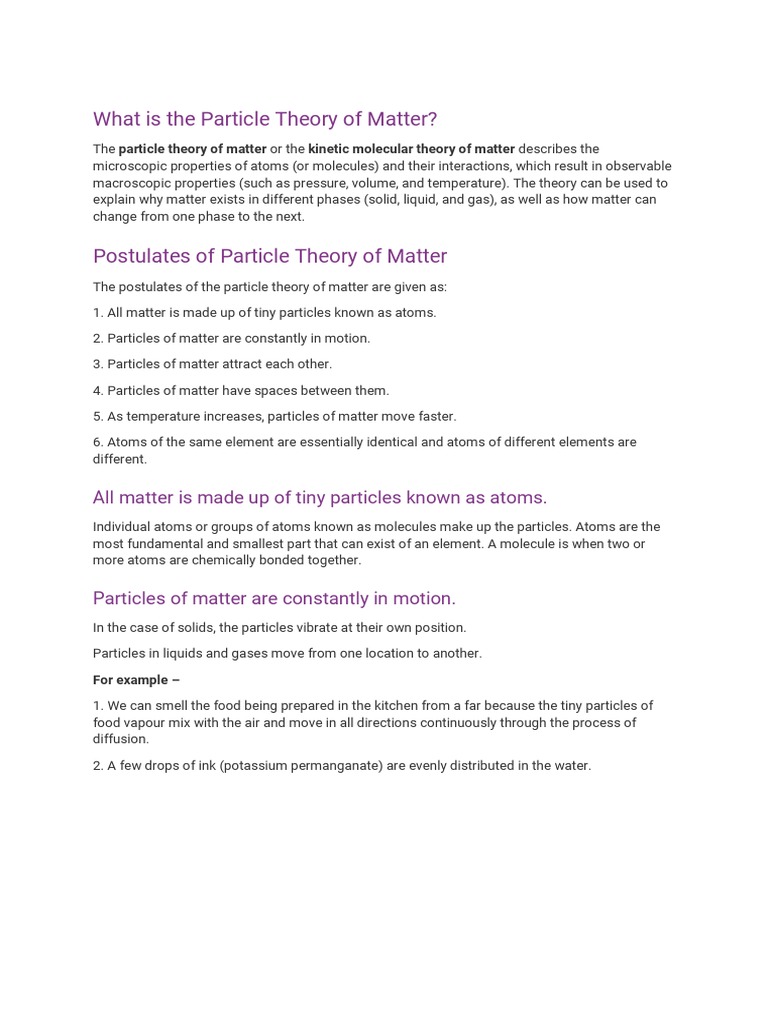What Is The Particle Theory of Matter | PDF | Gases | Liquids