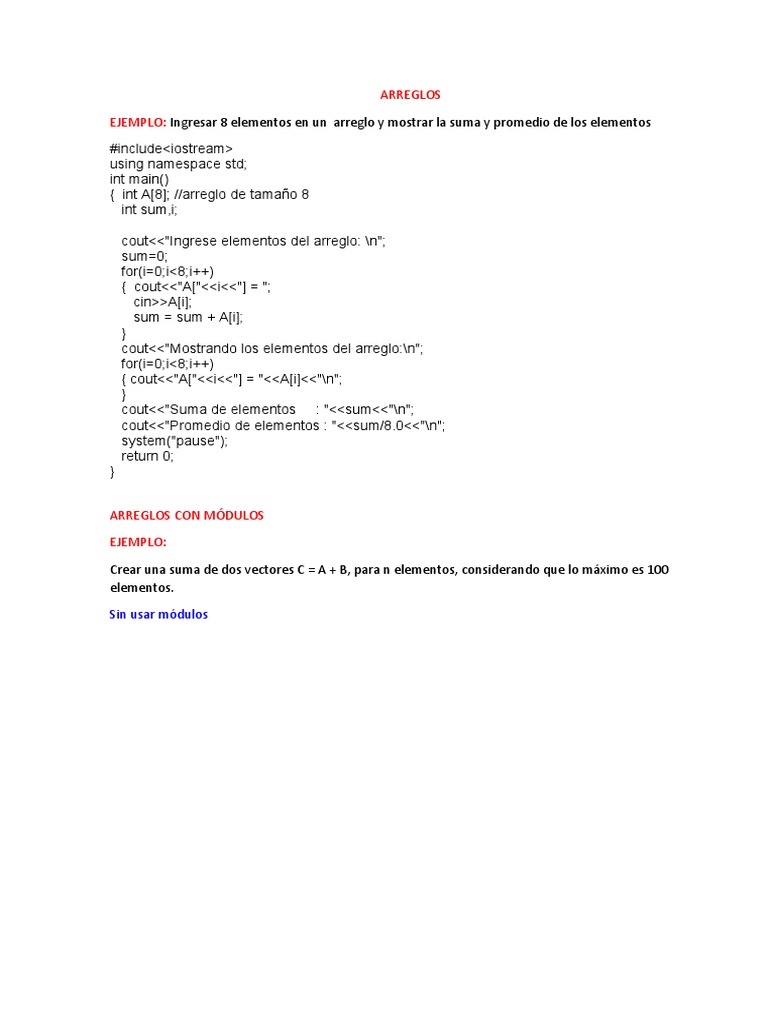 Semana 03 - Ejemplos Arreglos | PDF | Programación de computadoras | Datos