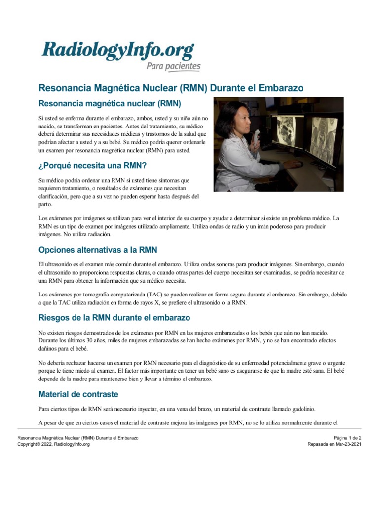 Safety Mri Pregnancy | PDF | Imagen de resonancia magnética | Ct Scan