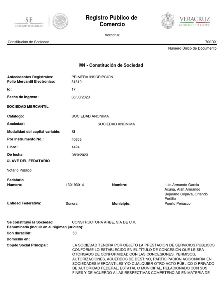 Registro Público de Comercio | PDF | Sociedad de responsabilidad limitada | México