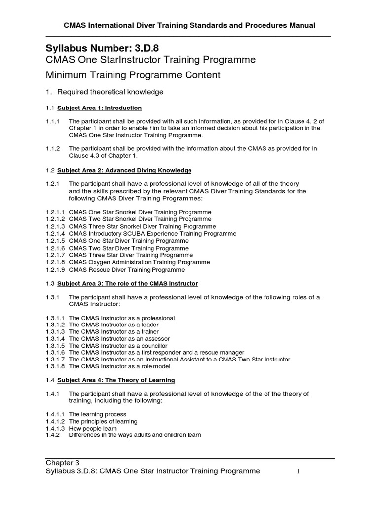 CMAS Instructor Training Guide | PDF | Scuba Diving | Underwater Diving