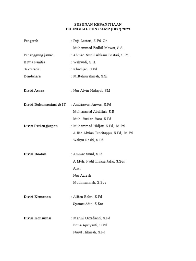 Susunan Kepanitiaan | PDF